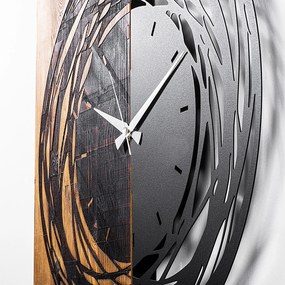 Wallexpert Dekorativní nástěnné dřevěné hodiny Wooden Clock 39, Světlý Ořech, Černá
