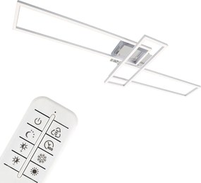 Briloner CCT LED designové stropní svítidlo, nastavitelná teplota světla + jas. (3násobný obdélníkový (chrom))
