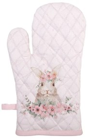 Bavlněná chňapka se vzorem velikonočního zajíčka a květinového věnce Floral Easter Bunny – 18x30 cm