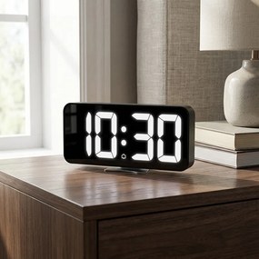 SOLIGHT Digitální hodiny s Bluetooth synchronizací, LED displej, teploměr, budík, černé