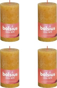 Bolsius Rustikální válcové svíčky Shine 4 ks 130x68mm [440832] Barva: Medově žlutá