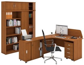 Rohový kancelářský pracovní stůl MIRELLI A+, levý, třešeň