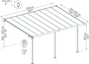 Palram - Canopia Capri 5400 antracit 3 x 5,46 - hliníková (montovaná) pergola