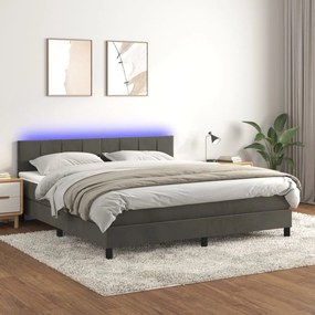 Box spring postel s matrací a LED tmavě šedá 160x200 cm samet,  3134412