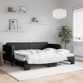 Válenda s přistýlkou a matracemi černá 80 x 200 cm textil 3196831