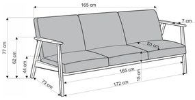 Pohovka Tanti, trojsedák, modrá