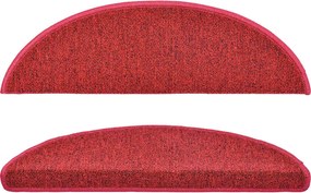 Schodové rohože 15 ks 56 x 17 x 3 cm červené půlkulaté 133881