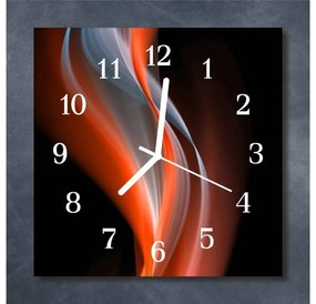 Nástěnné hodiny obrazové na skle - Abstrakt oranžovošedý