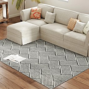 HOMCOM Koberec do obývacího pokoje 200 x 140 cm s krátkým vlasem, praní v pračce, hypoalergenní, do obývacího pokoje, ložnice, kanceláře, světle šedý