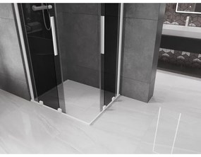 Mexen Velar Duo, sprchový kout s posuvnými dveřmi 100 x 90 cm, 8mm šedé sklo, bílá matná, 871-100-090-42-20