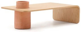 Kulatý konferenční stolek v dekoru dubu v přírodní barvě 60x110 cm Olaria – Kave Home
