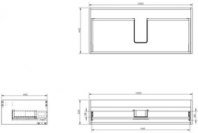 Mexen Box-A, závěsná skříňka 100 cm, 1 zásuvka, grafitová matná, 91AX0-1000-235-1-66