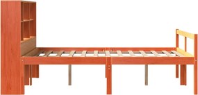 Postel s knihovnou bez matrace hnědá 140 x 190 cm masivní dřevo 3322030