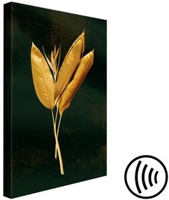 Obraz Kytice listů (1-dílný) - krajina se zlatými rostlinami na černém pozadí
