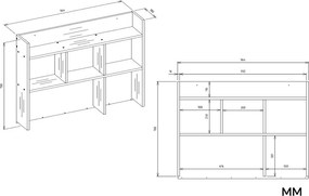 Psací stůl s nástavbou MIJAS levý matně bílý