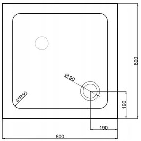 BPS-koupelny Čtvercová akrylátová sprchová vanička HYD-SSV-SILK 80x80 černá