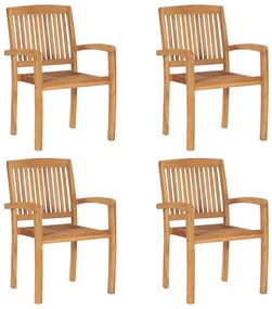 Stohovací zahradní židle s poduškami 4 ks masivní teak,  3073221