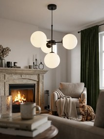 Light for home - Černý závěsný lustr se stínidlem v bílé barvě a možností regulace " IMPERIA", 4x40W, E14, Černá