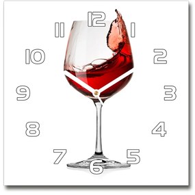 Wallmuralia Skleněné hodiny čtverec Červené víno 30x30 cm