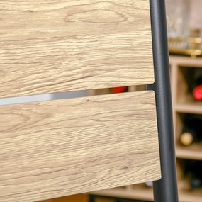 HOMCOM 3-dílný jídelní set s dřevěným stolem MDF + kov, přírodní dřevodekor + černá, 1 stůl + 2 židle