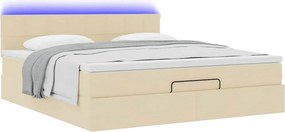 Osmanská postel s matrací &amp; LEDs krémová 180x200cm látka 3312331