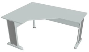 Stůl ergo lomený pravý 160×120/60 cm - Hobis Cross CEV 60 P Dekor stolové desky: šedá, Dekor lamino podnože: šedá, Barva nohou: Stříbrná