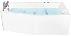 Levá rohová vířivá vana s hydromasáží 170 x 80 cm bílá TALITA Beliani