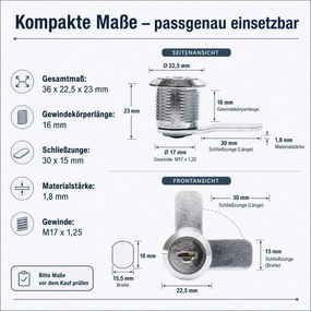 Poštovní schránka Wiltec – 36 × 22,5 × 23 mm, 16 mm (60936)
