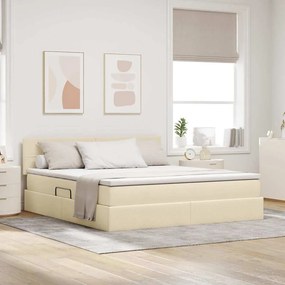 Postel s úložným prostorem a matrací Krémová 180 x 200 cm Samet 3370528