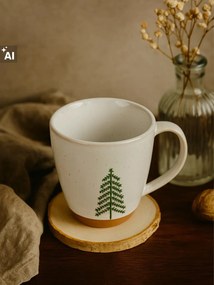 Sinsay - Vánoční hrnek s potiskem vánočního stromku - krémová