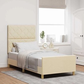 Rám postele s čelo Krémová 90 x 190 cm textil 3344772