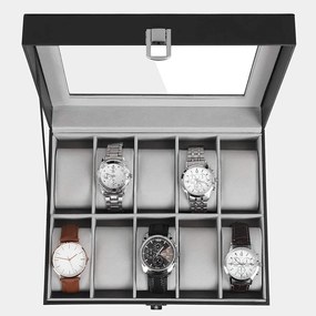 Box na hodinky Watch1, 25,5x7,8x20,2 cm, černá/šedá