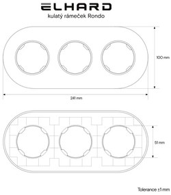 Elhard Kulatý trojrámeček Rondo, bílý RD3003W