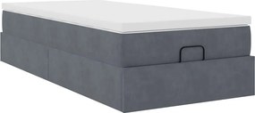 Osmanský rám postele s matrací tmavě šedá 80x200cm samet 3311148