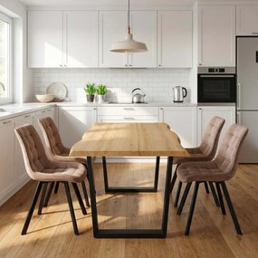Vikio Jídelní set pro 4 osoby 160x90 cm dub noha U béžová židle VJS156-4BE-S