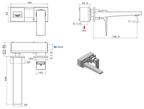 Sapho, DIMY podomítková dvouprvková umyvadlová baterie, černý, DM018BL