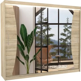 Posuvná skříň se zrcadlem a LED osvětlením DIEGO 250
