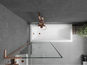 Mexen Next L, 1-křídlová vanová zástěna 80 x 150 cm, 6mm čiré sklo-černý vzor, ​​měděný profil, 895-080-000-03-70-65