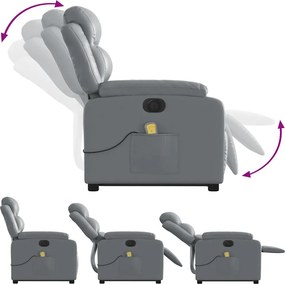 Elektrické zvedací masážní polohovací křeslo šedé umělá kůže 3205066