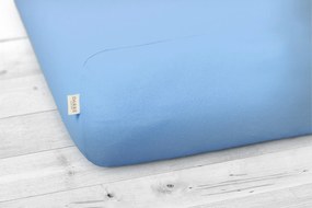 Jersey prostěradlo středně modré na výšku matrace do 30 cm Velikost: 180 x 200