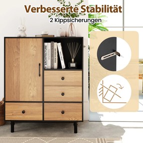 Costway Bufetový příborník středověká moderní úložná skříň s 4