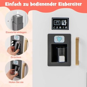 Costway Dětská kuchyňka s doplňky hrací kuchyňka s psací deskou zmrzlinovač dřez