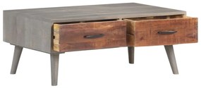 Konferenční stolek šedý 100x60x40 cm masivní hrubý mangovník - Default Title