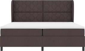 Postel s boxspringem s čelo Tmavě hnědá 200 x 200 cm textil 3340651
