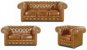 FN Sedací souprava Chesterfield Classic 3+2+1 kůže koňak