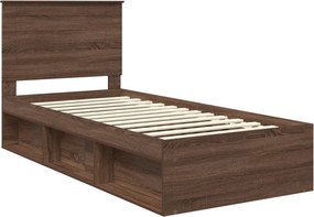Rám postele s čelo Hnědý dub 90 x 190 cm Masivní borové dřevo 3409405