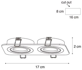 Sada 6 kulatých zapuštěných bodových svítidel bílá GU10 50mm otočná a naklápěcí IP44 2-světelná - Alberto