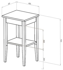 Noční stolek Taloumne, 40x35x70 cm, šedozelená/přírodní