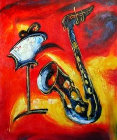 Saxofón s notami - 60 x 50 cm