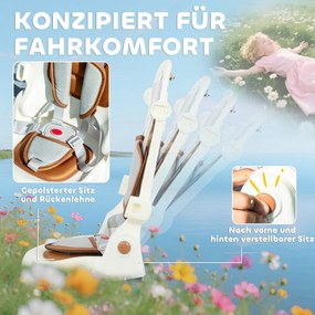 AIYAPLAY Dětská tříkolka, přeměnitelný dětský kočárek, design 5 v 1, odnímatelná rukojeť, nastavitelná, bezpečnostní pás, úložný vak, 1-3 roky, krémo…